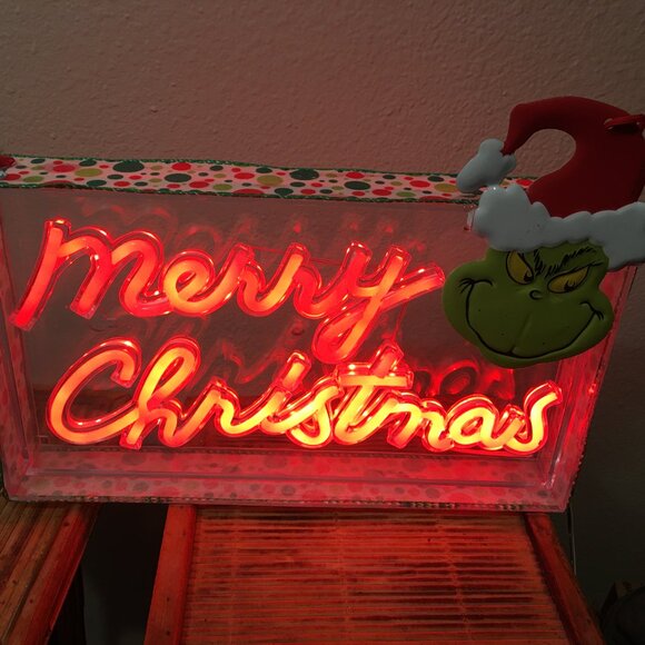 Private Label | Holiday | Grinch Merry Christmas Neon Sign Lights Up ...